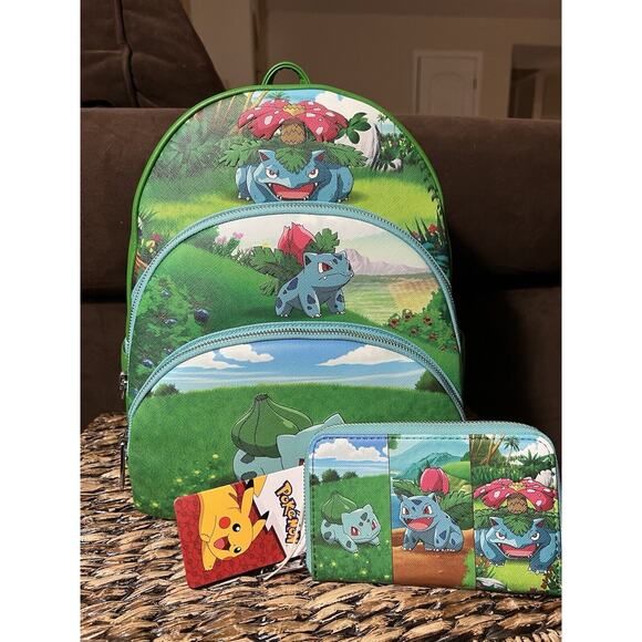 Loungefly | Bags | Pokemon Bulbasaur Evolutions Triple Pocket Mini ...